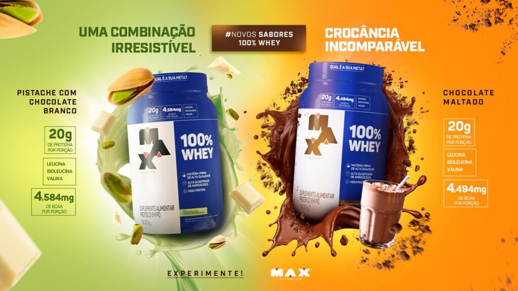 Max Titanium Lança Novos Sabores de 100% Whey Concentrado | Max Titanium